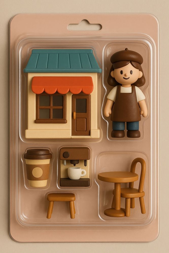 Charming cafe toy set illustration | Free Photo - rawpixel