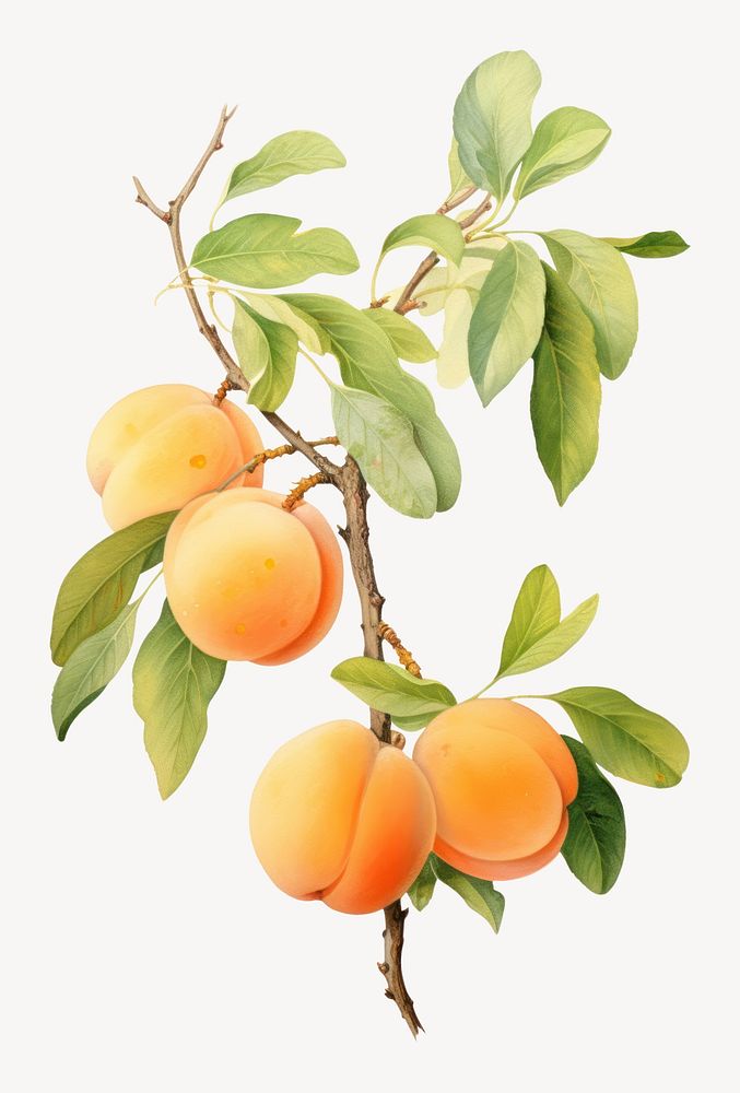 Apricot branch botanical vintage fruit | Free Vector - rawpixel