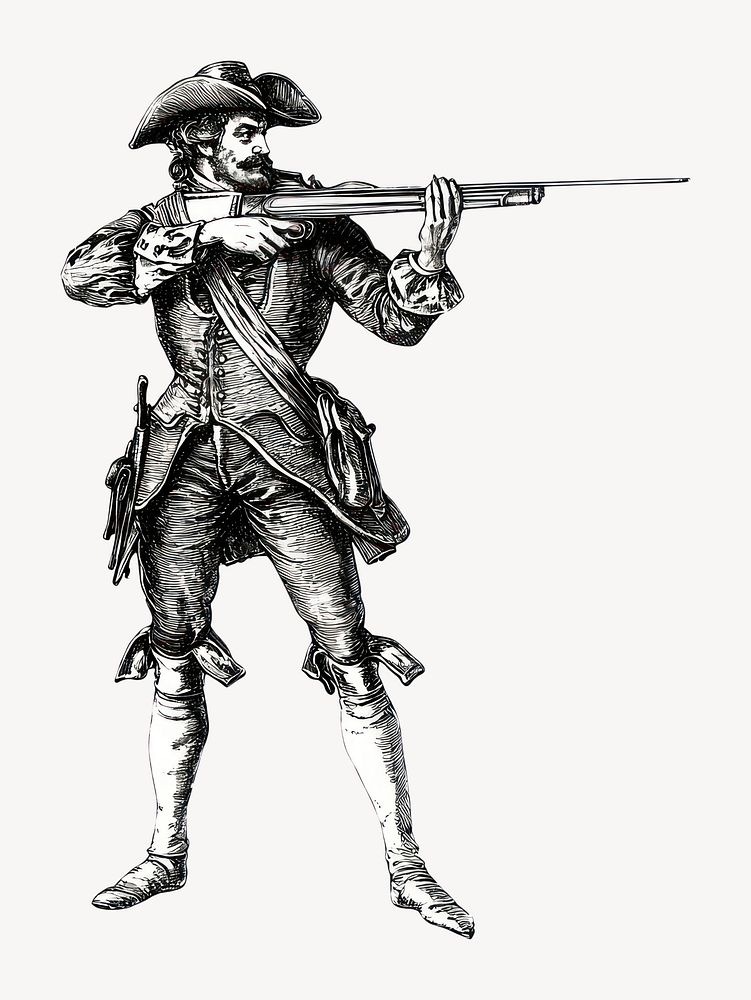 Vintage musketeer illustration drawing pirate | Free Vector - rawpixel