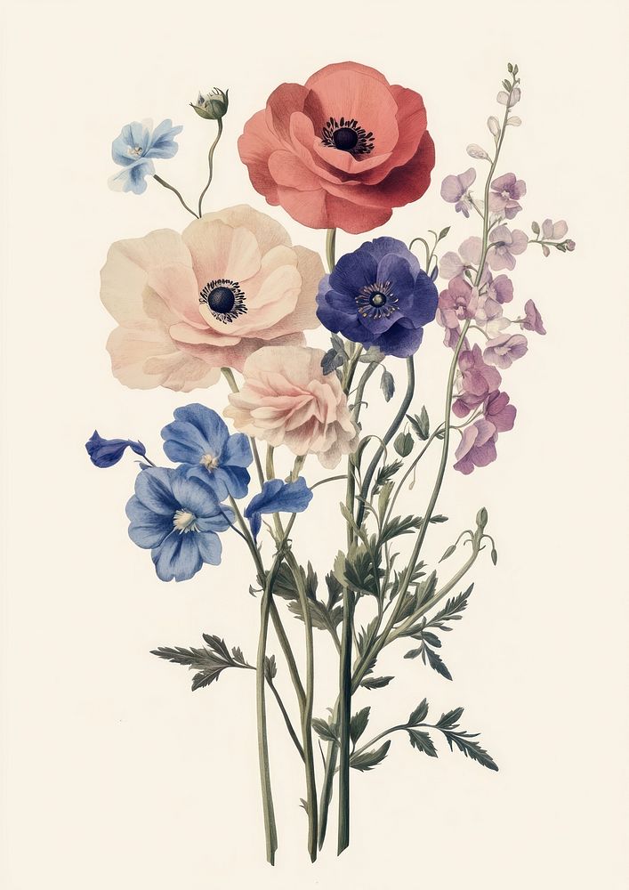 Flowers illustration vintage art | Free Photo Illustration - rawpixel