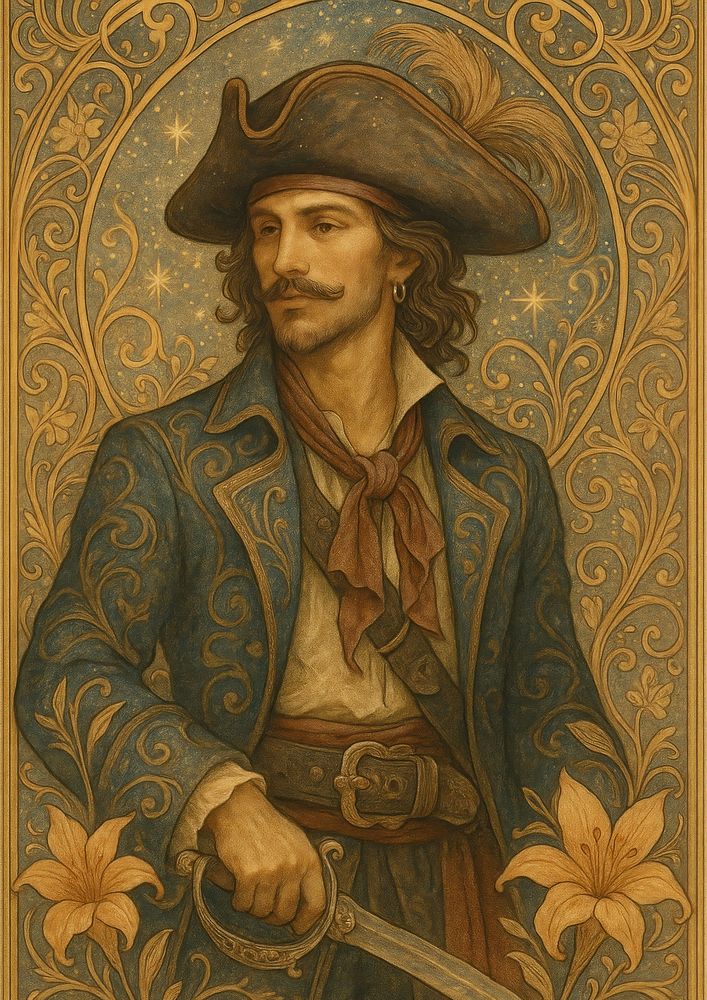 Elegant pirate portrait illustration | Free Photo Illustration - rawpixel