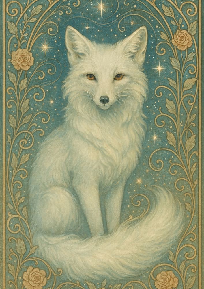 Mystical fox in ornate frame | Free Photo Illustration - rawpixel