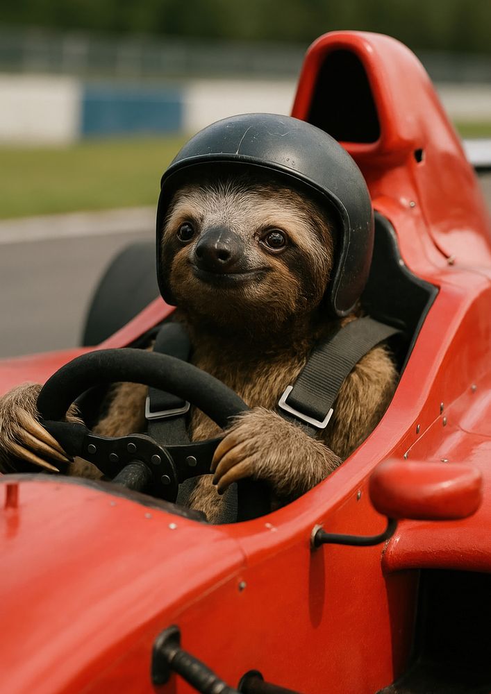 Sloth driving race car | Free Photo Illustration - rawpixel