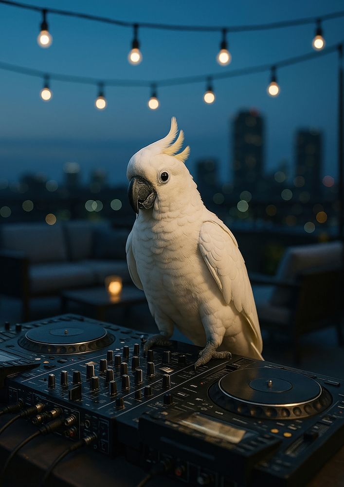 Cockatoo DJ rooftop party | Free Photo Illustration - rawpixel