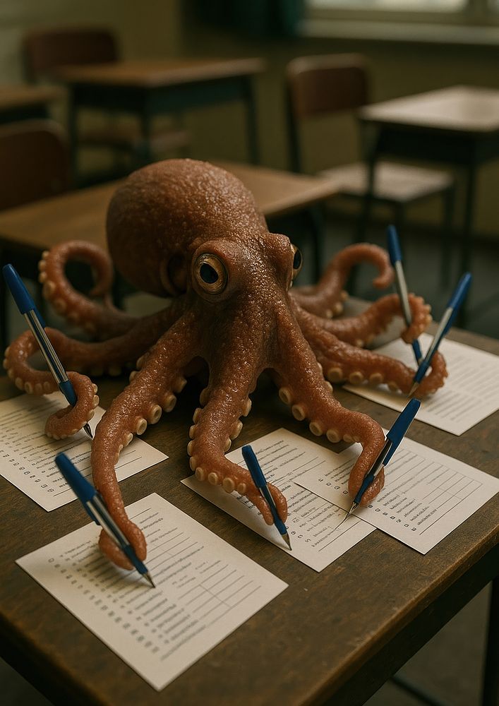Octopus multitasking in classroom | Free Photo Illustration - rawpixel