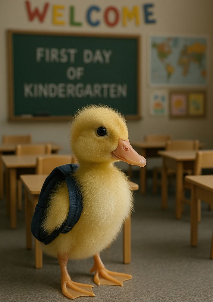 Duckling's first school day. | Free Photo Illustration - rawpixel