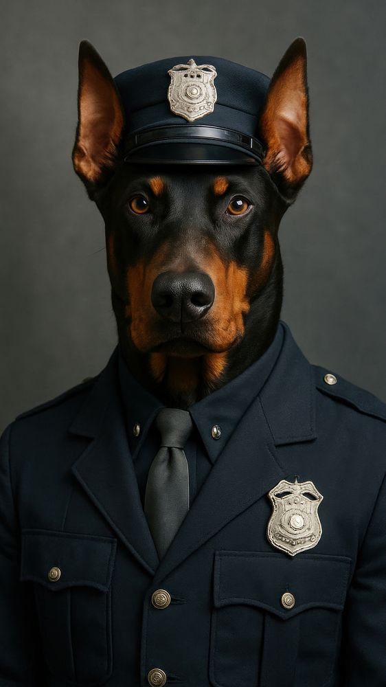 Doberman police officer illustration | Free Photo Illustration - rawpixel