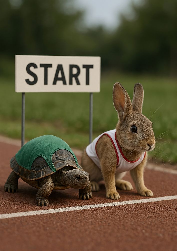 Tortoise rabbit race start. | Free Photo Illustration - rawpixel