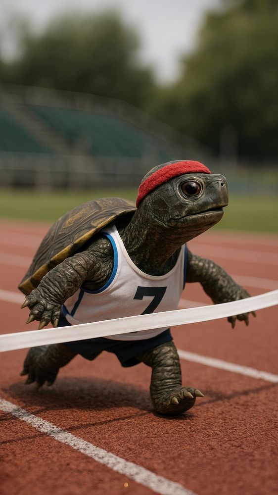 Turtle wins race triumphantly. | Free Photo Illustration - rawpixel