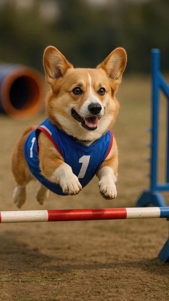 Corgi jumping agility course. | Free Photo Illustration - rawpixel