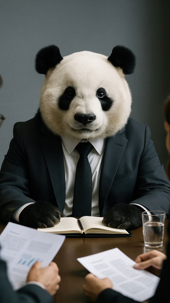 Panda business meeting illustration | Free Photo Illustration - rawpixel