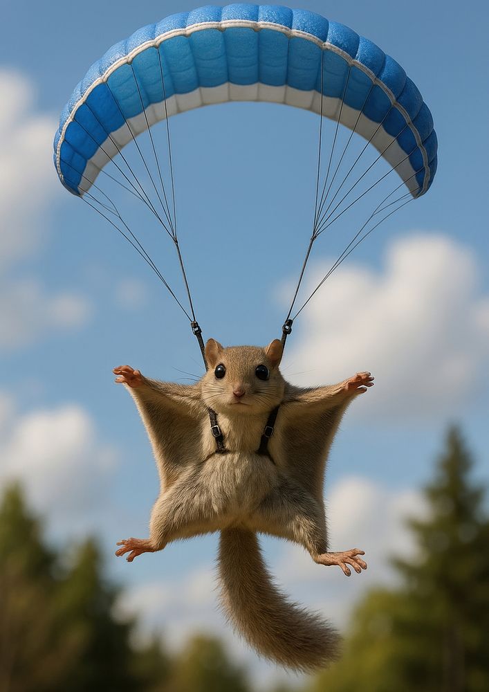 Flying squirrel with parachute | Free Photo Illustration - rawpixel