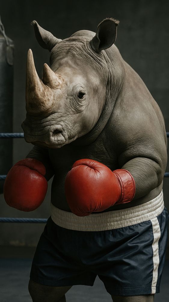 Rhino boxing gloves powerful stance | Free Photo Illustration - rawpixel