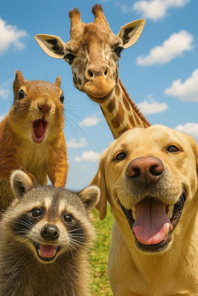 Joyful animals posing together | Free Photo - rawpixel
