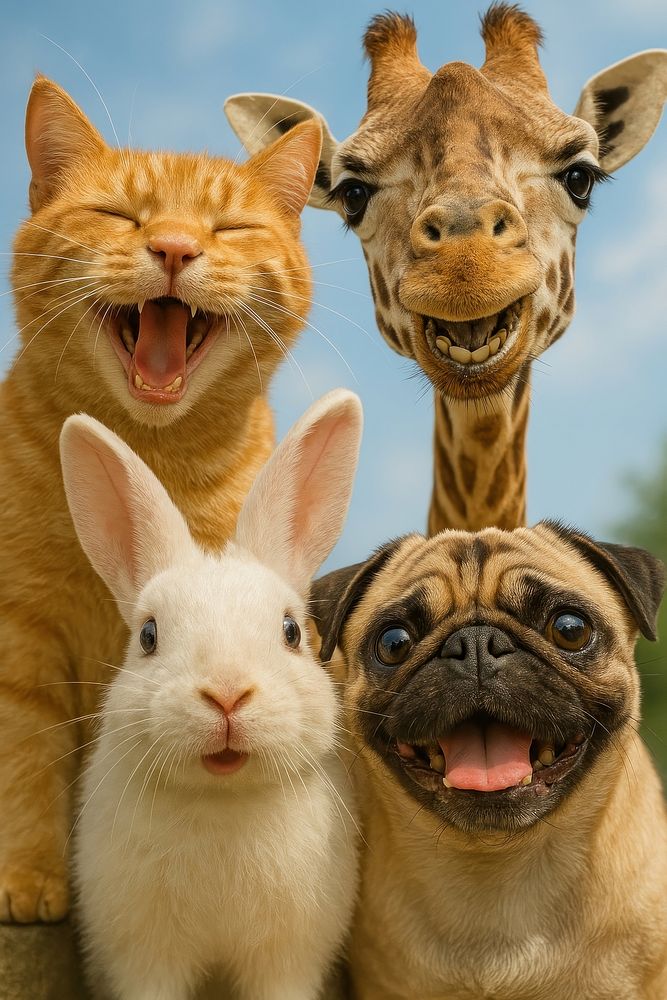 Joyful animals posing together | Free Photo - rawpixel