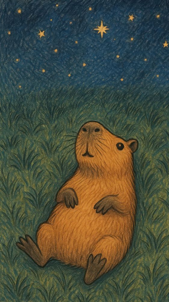 Capybara stargazing under night | Free Photo Illustration - rawpixel
