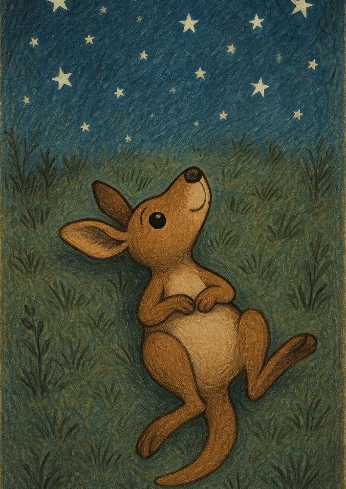 Kangaroo stargazing under night sky. | Free Photo Illustration - rawpixel