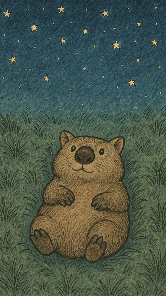 Wombat stargazing under night sky. | Free Photo Illustration - rawpixel