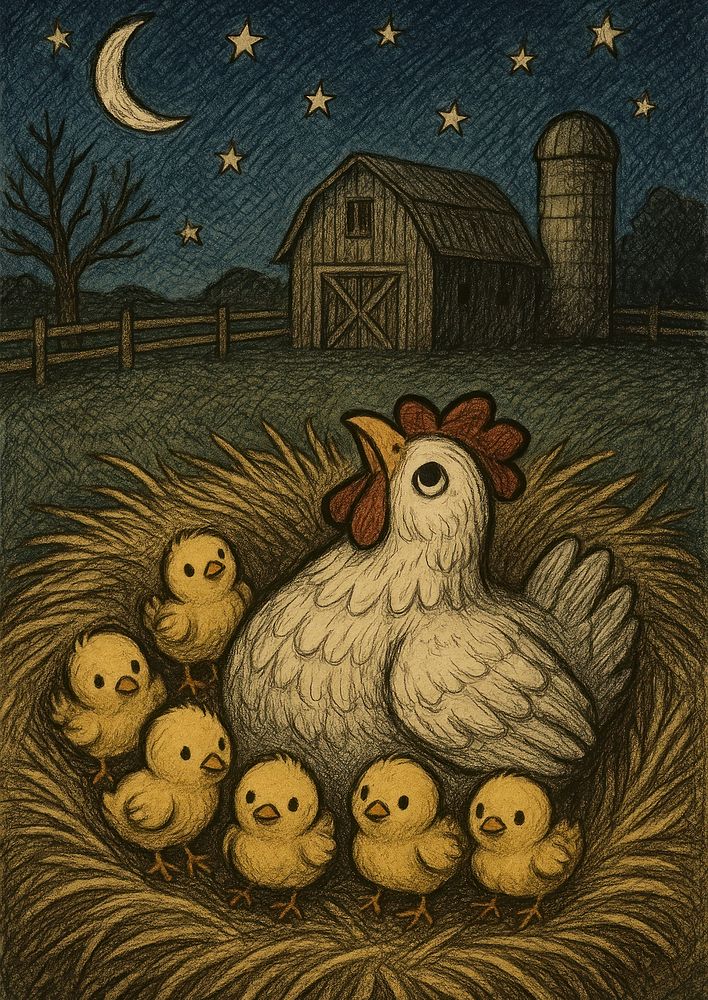 Cozy farm night illustration | Free Photo Illustration - rawpixel