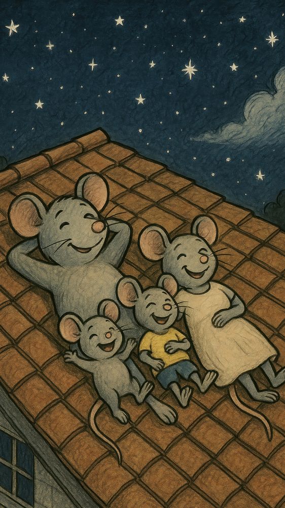 Whimsical mice family stargazing | Free Photo Illustration - rawpixel