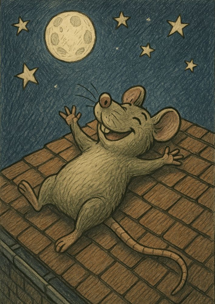 Joyful mouse under moonlight | Free Photo Illustration - rawpixel