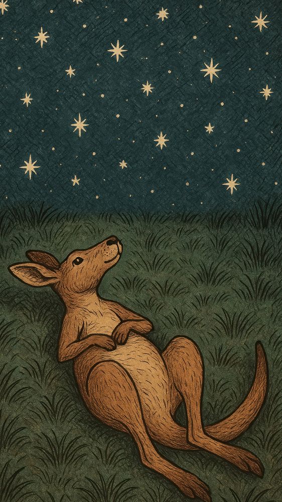 Kangaroo stargazing under night sky | Free Photo Illustration - rawpixel