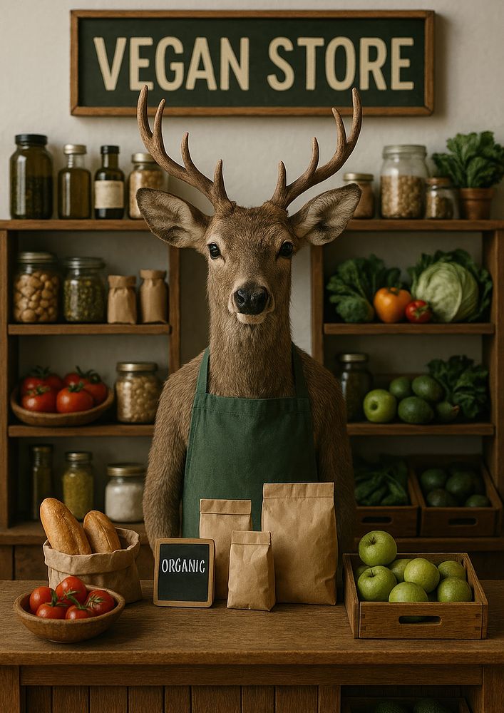Deer vegan store illustration | Free Photo Illustration - rawpixel