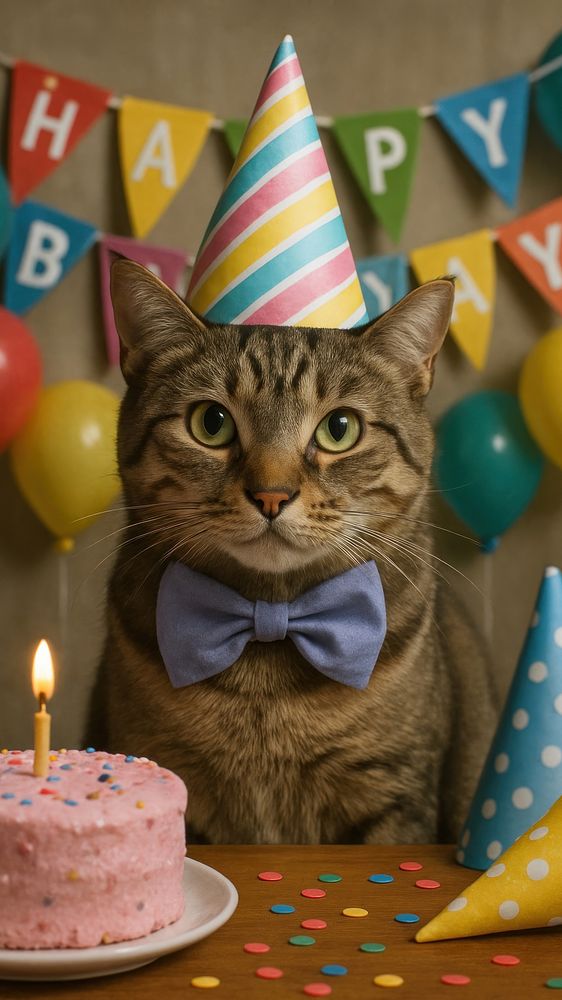 Cat birthday celebration scene | Free Photo Illustration - rawpixel