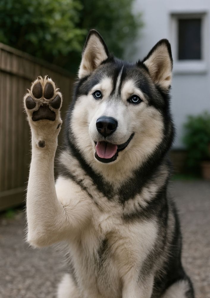 Friendly husky waving paw outdoors | Free Photo - rawpixel