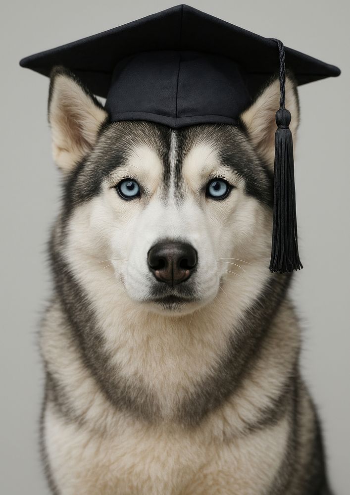 Husky wearing graduation cap | Free Photo - rawpixel