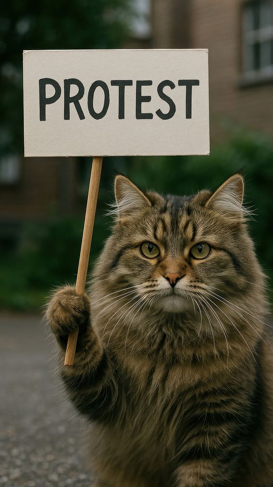 Cat holding protest sign outdoors | Free Photo - rawpixel