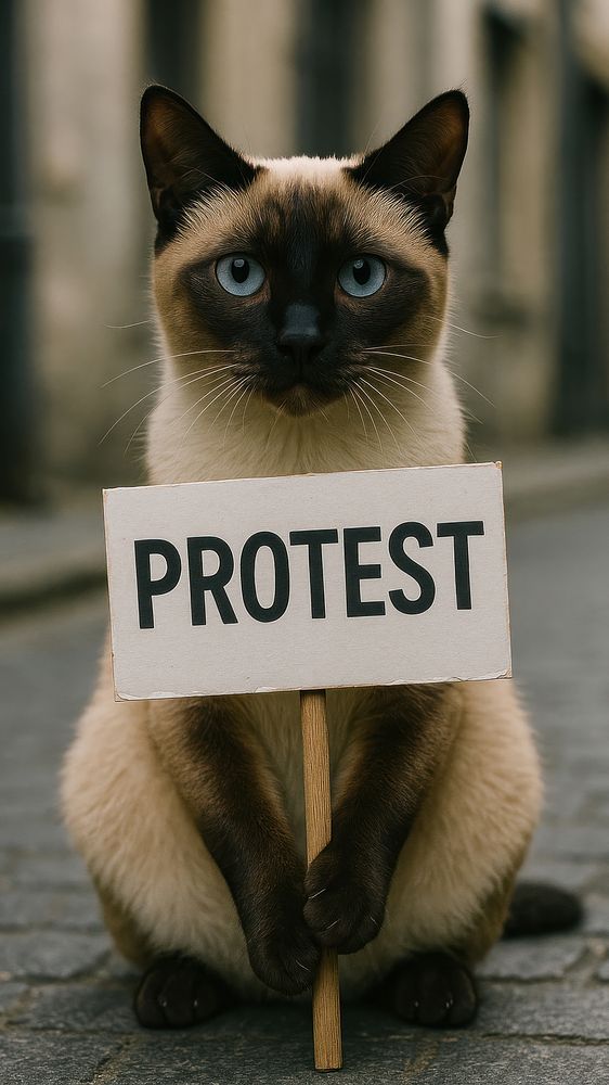 Siamese cat holding protest sign | Free Photo - rawpixel