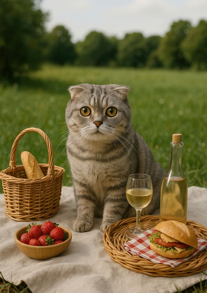 Cat enjoying outdoor picnic scene | Free Photo - rawpixel