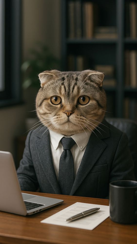 Cat in suit office setting | Free Photo - rawpixel