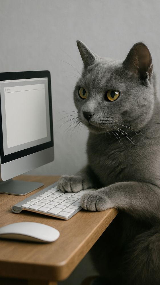 Cat typing at computer | Free Photo - rawpixel