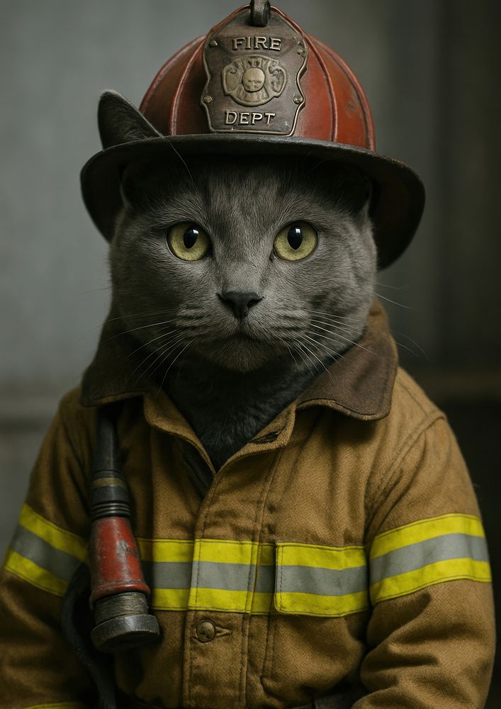 Cat firefighter in uniform portrait | Free Photo - rawpixel