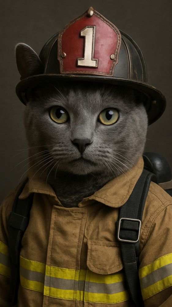 Cat firefighter in uniform portrait | Free Photo - rawpixel