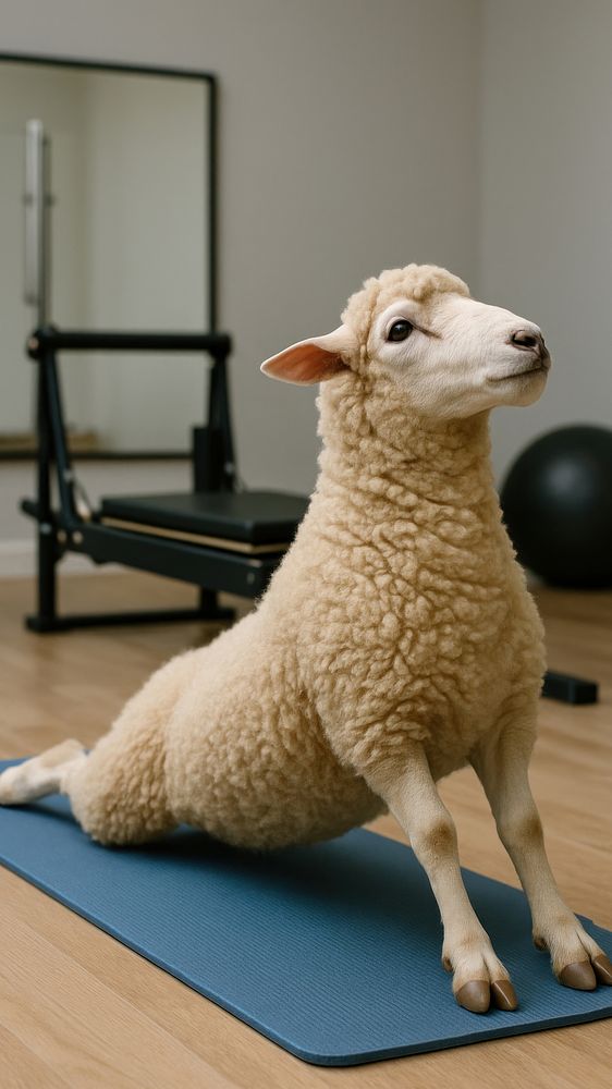Sheep yoga exercise wallpaper | Free Photo - rawpixel