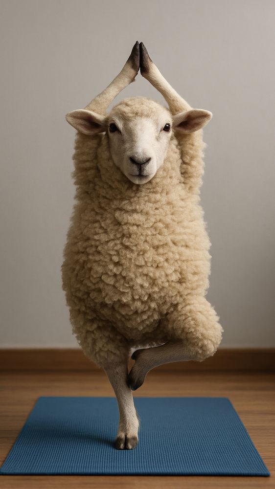 Yoga sheep on mat wallpaper | Free Photo - rawpixel