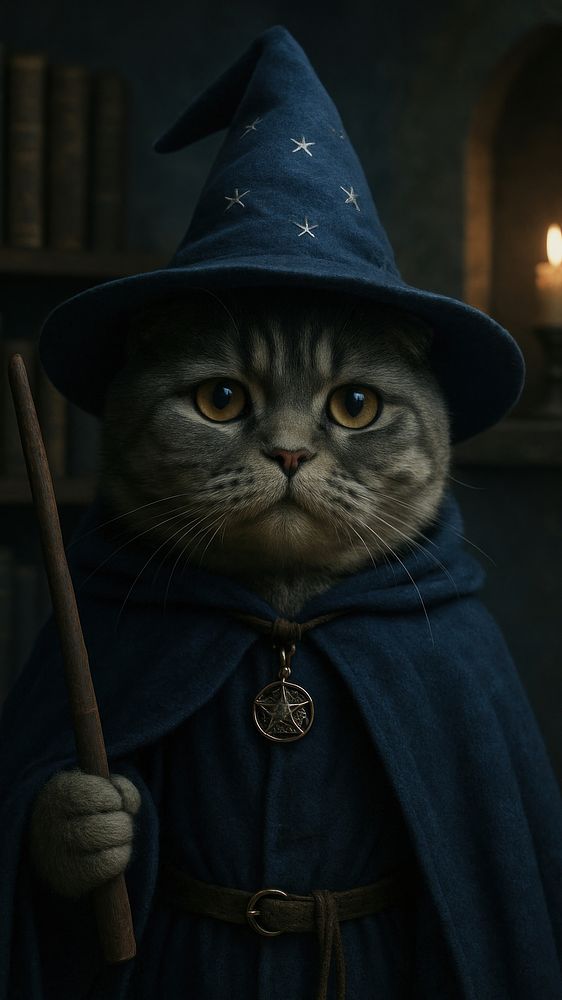 Magical feline wizard portrait wallpaper | Free Photo - rawpixel