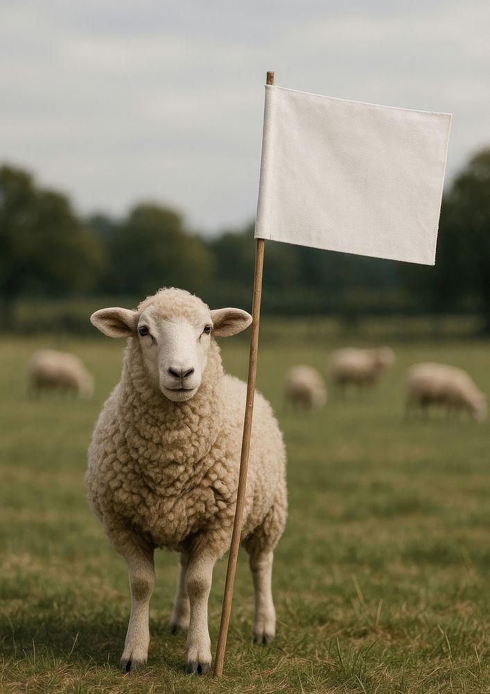 Sheep holding blank flag outdoors | Free Photo - rawpixel
