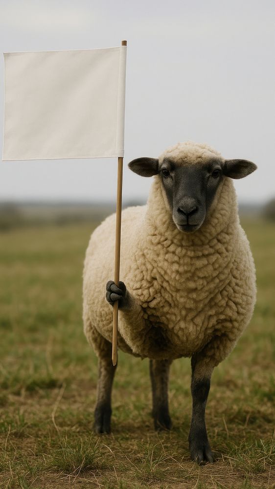 Sheep holding blank flag | Free Photo - rawpixel