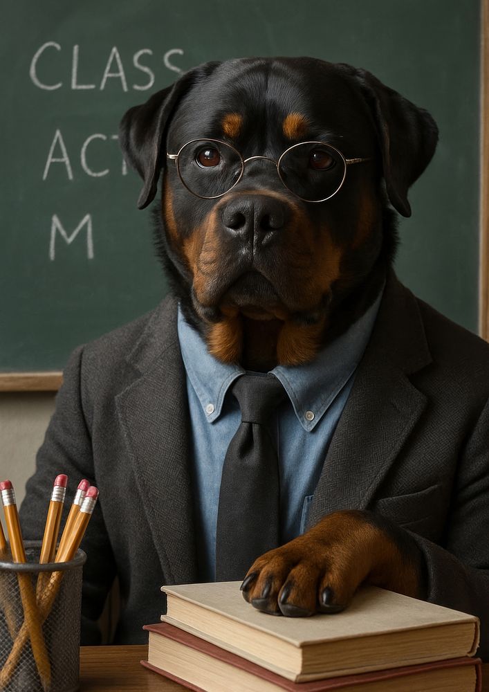 Dog dressed as professor teaching | Free Photo - rawpixel