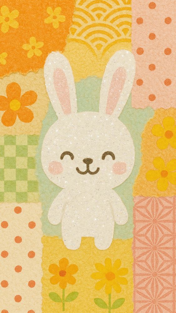 Cute bunny patchwork design | Free Photo Illustration - rawpixel