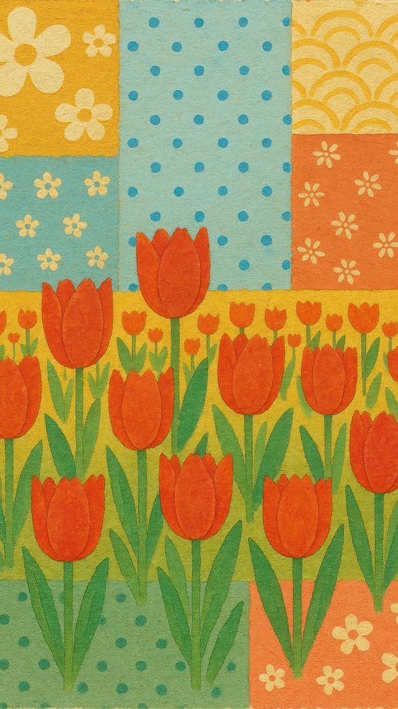 Vibrant floral patchwork design | Free Photo Illustration - rawpixel