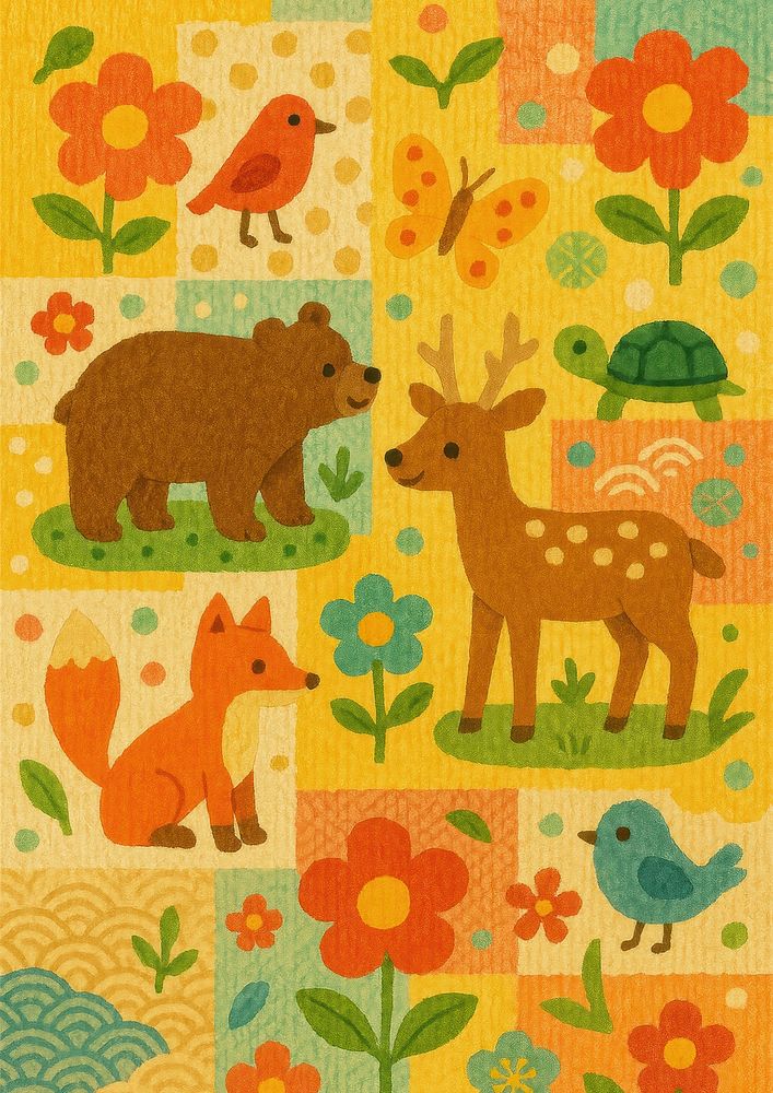 Colorful whimsical forest animals | Free Photo Illustration - rawpixel