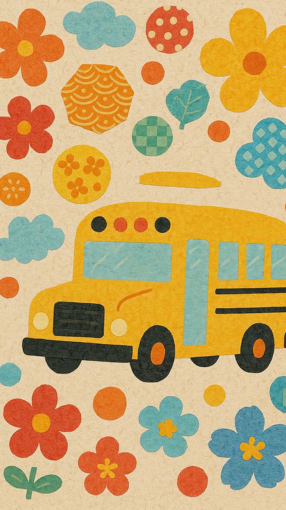 Playful colorful school bus wallpaper | Free Photo Illustration - rawpixel