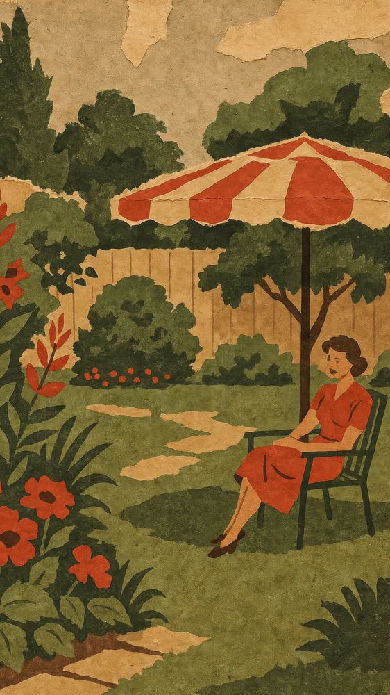 Vintage garden scene illustration | Free Photo Illustration - rawpixel