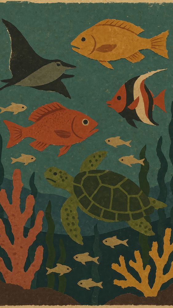 Colorful marine life illustration | Free Photo Illustration - rawpixel