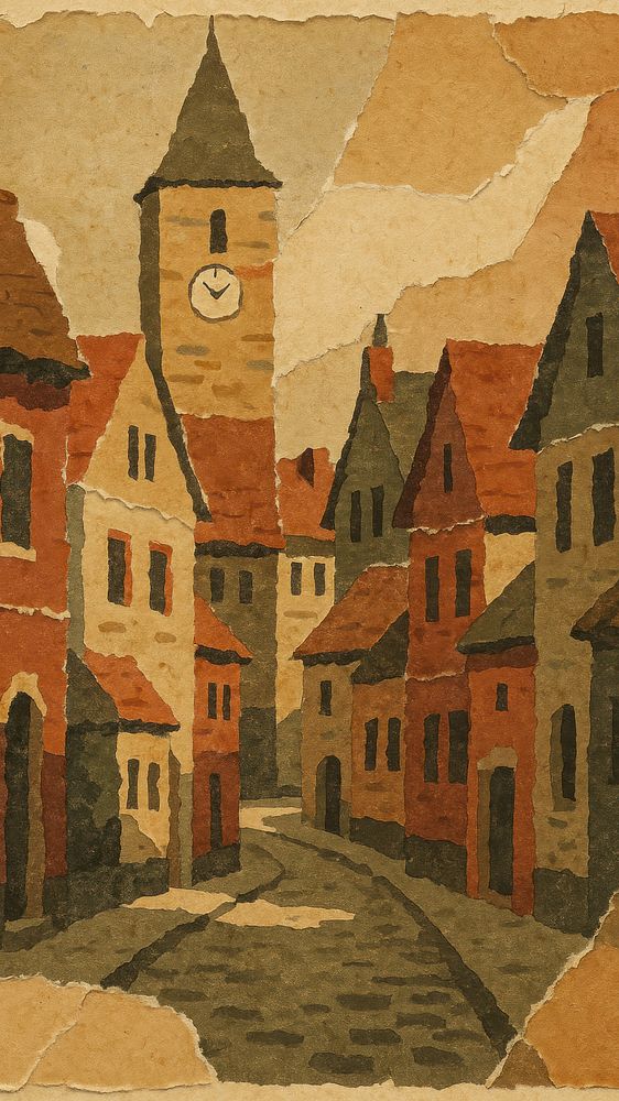 Charming medieval village illustration | Free Photo Illustration - rawpixel